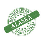 Made in Alaska logo. Handcrafted made locally stamp art. Royalty-free art.